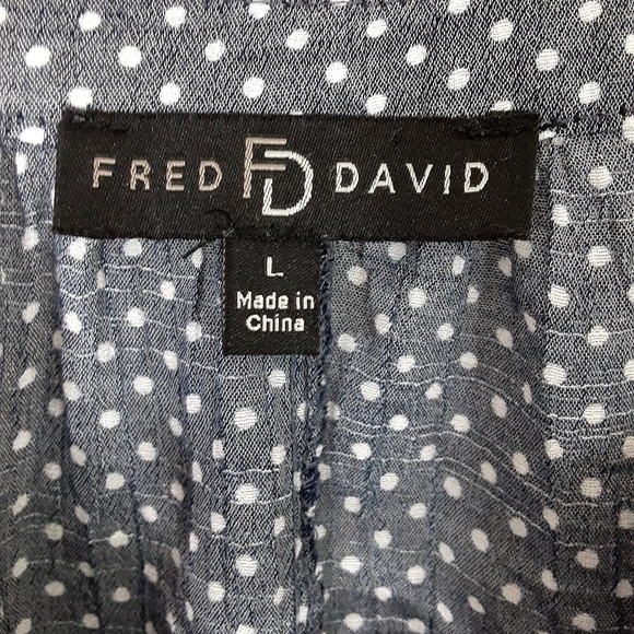 Fred David | Tops | Fred David Polka Dot Blouse Tunic Top Sz L 239t | Poshmark